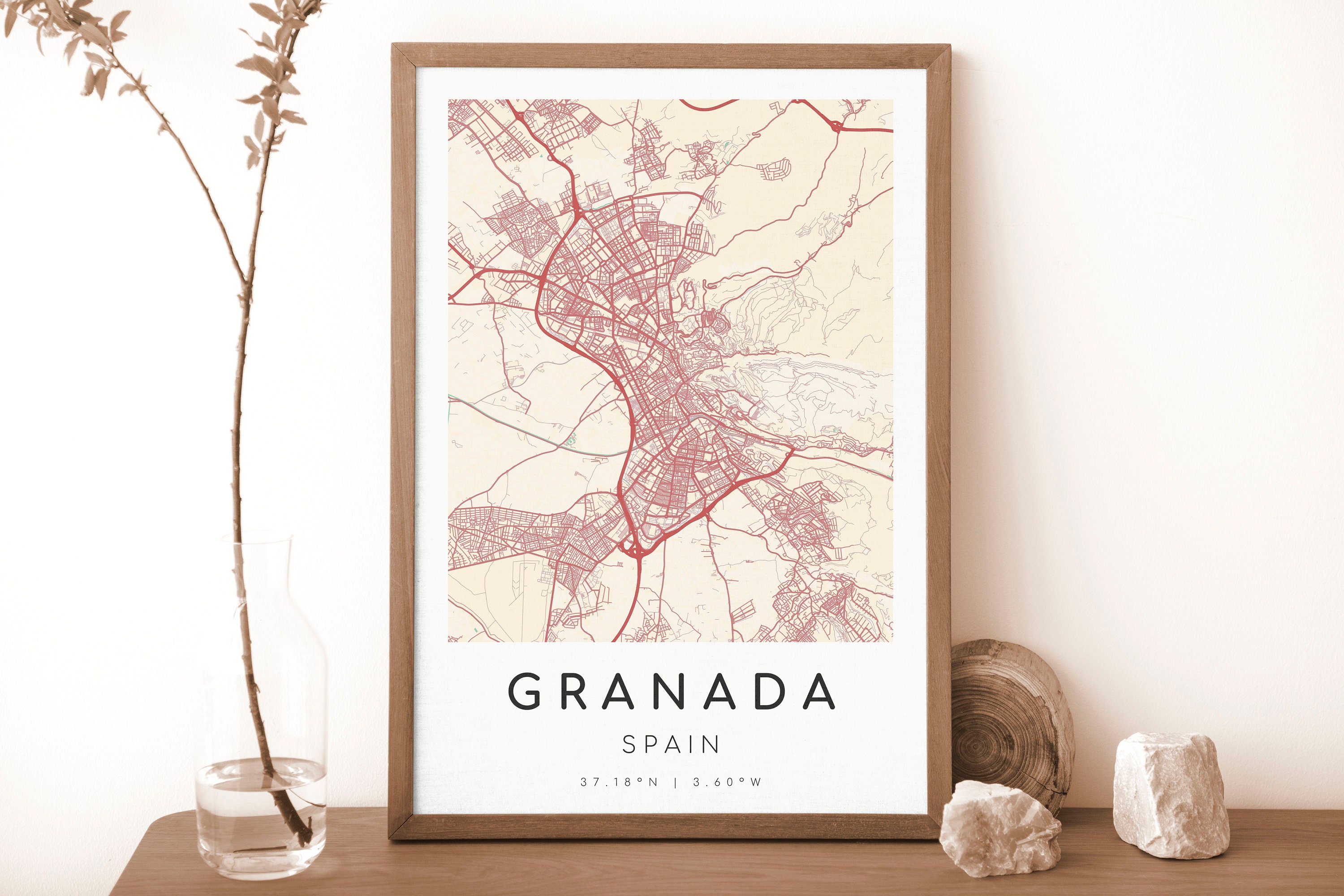 GRANADA Spain Map Print Map of Granada Digital Wall Art Granada City ...