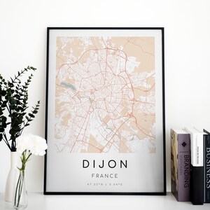 DIJON France Map Print | Map of Dijon | Digital Wall Art | Dijon City ...
