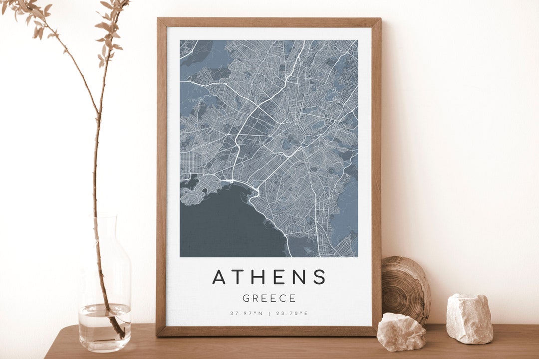 ATHENS Greece Map Print | Map of Athens | Digital Wall Art | Athens ...