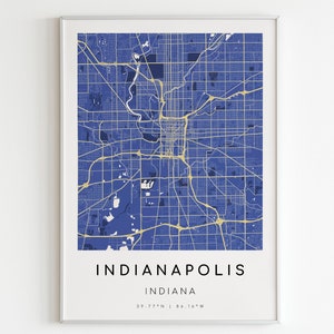 INDIANAPOLIS Indiana Map Print | Map of Indianapolis | Indianapolis ...