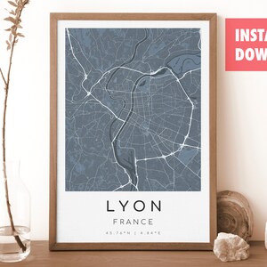 LYON France Map Print | Map of Lyon | Digital Wall Art | Lyon City Map ...