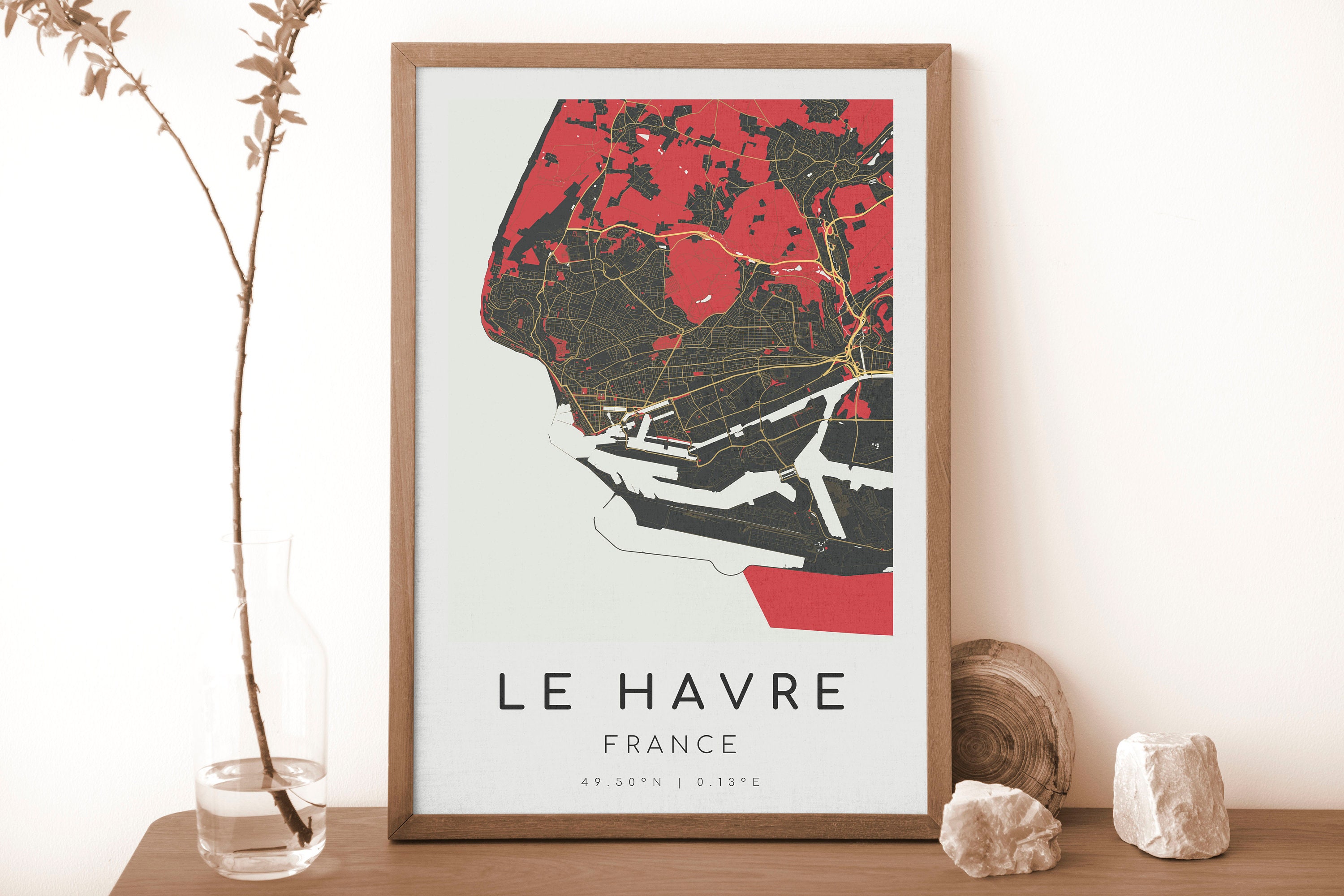 LE HAVRE France Map Print Map of Le Havre Digital Wall Art Le Havre ...