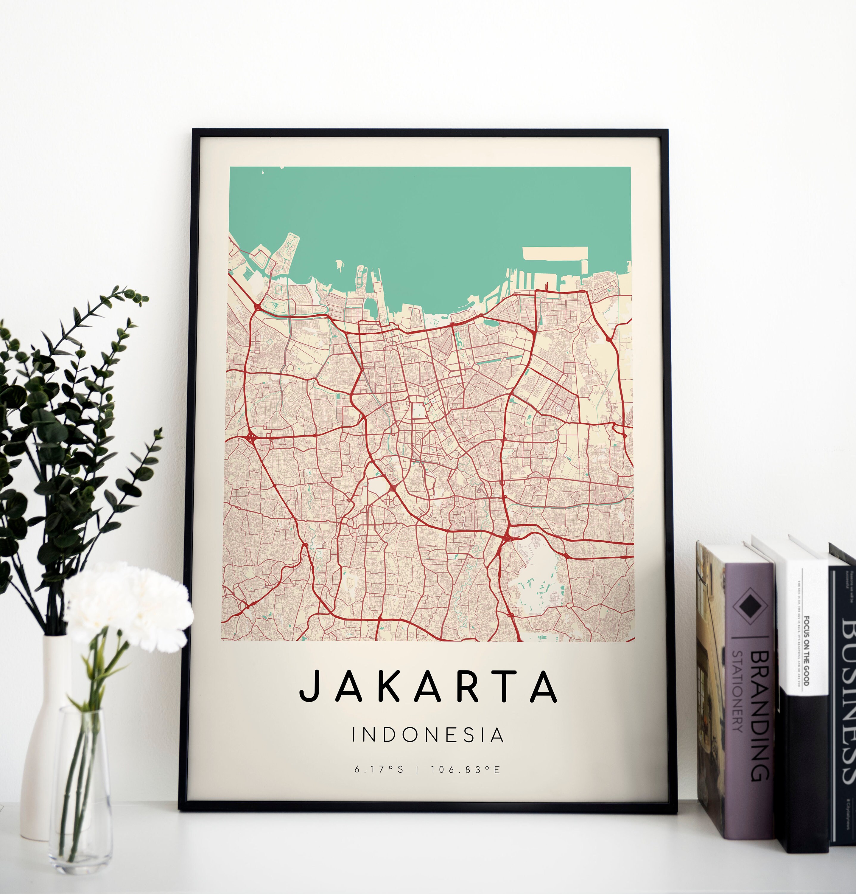 JAKARTA Indonesia Map Print Map of Jakarta Digital Wall Art Jakarta ...