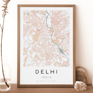 DELHI India Map Print | Map of Delhi | Digital Wall Art | Delhi City ...