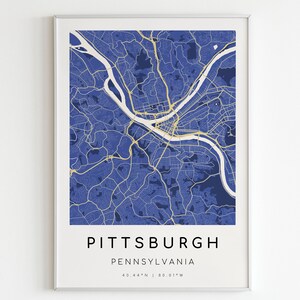 PITTSBURGH Pennsylvania Map Print | Map of Pittsburgh | Digital Wall ...