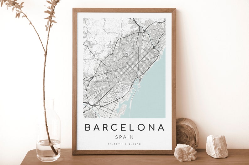 BARCELONA Spain Map Print | Map of Barcelona | Digital Wall Art ...