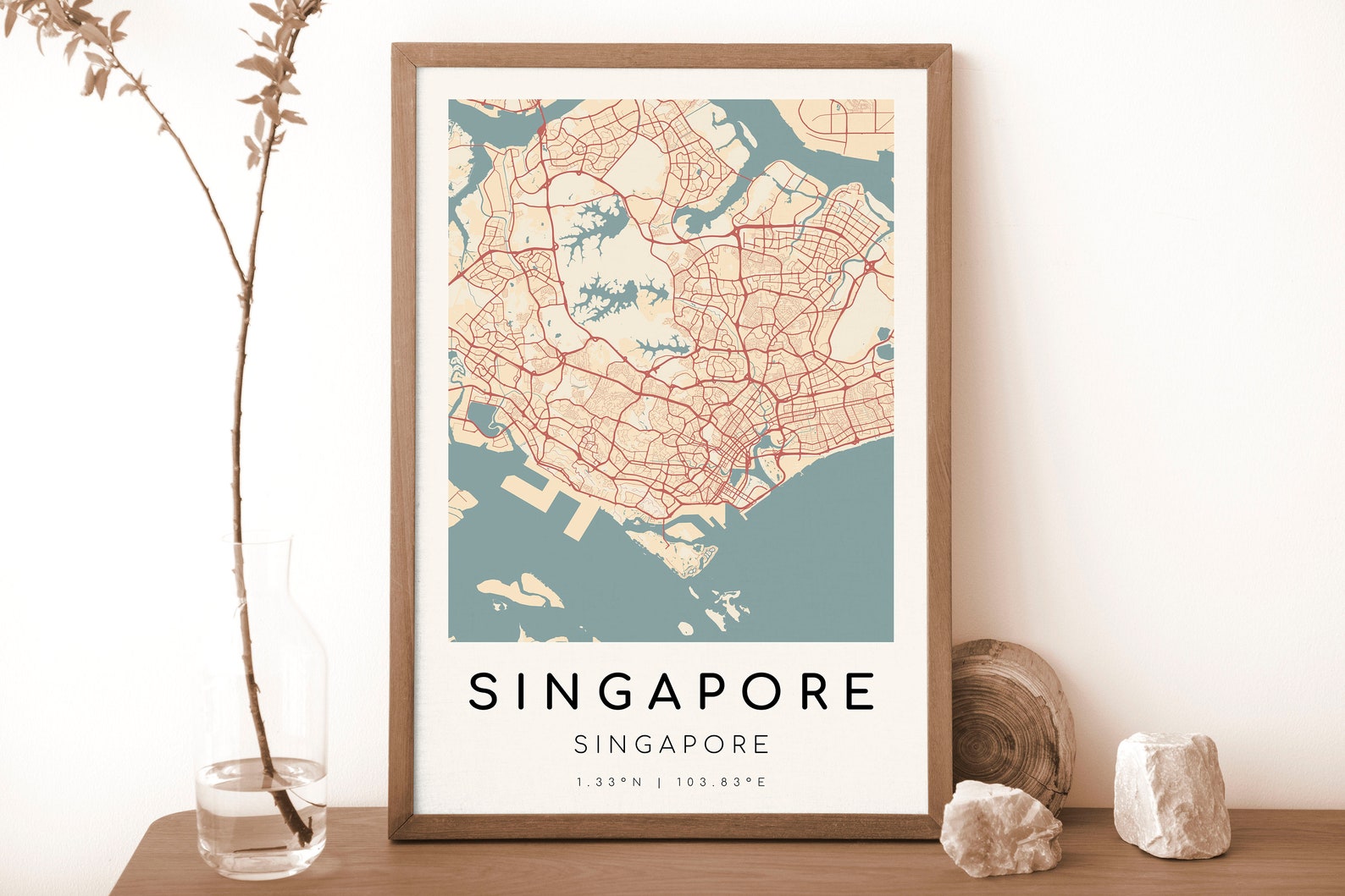 SINGAPORE Singapore Map Print Map of Singapore Digital Wall Art ...
