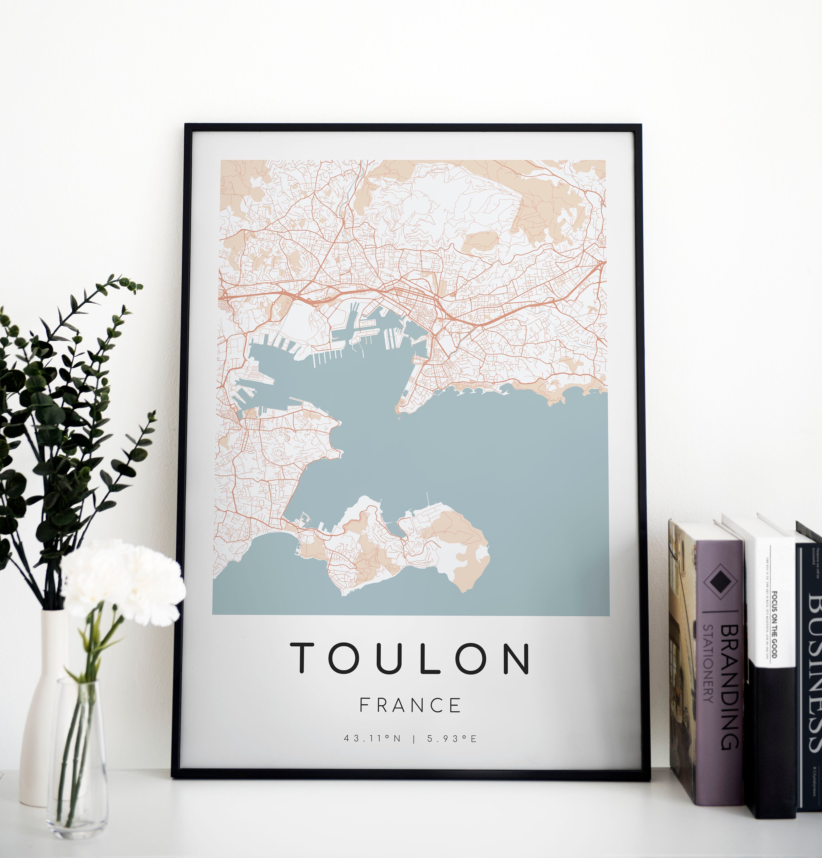 TOULON France Map Print | Map of Toulon | Digital Wall Art | Toulon ...