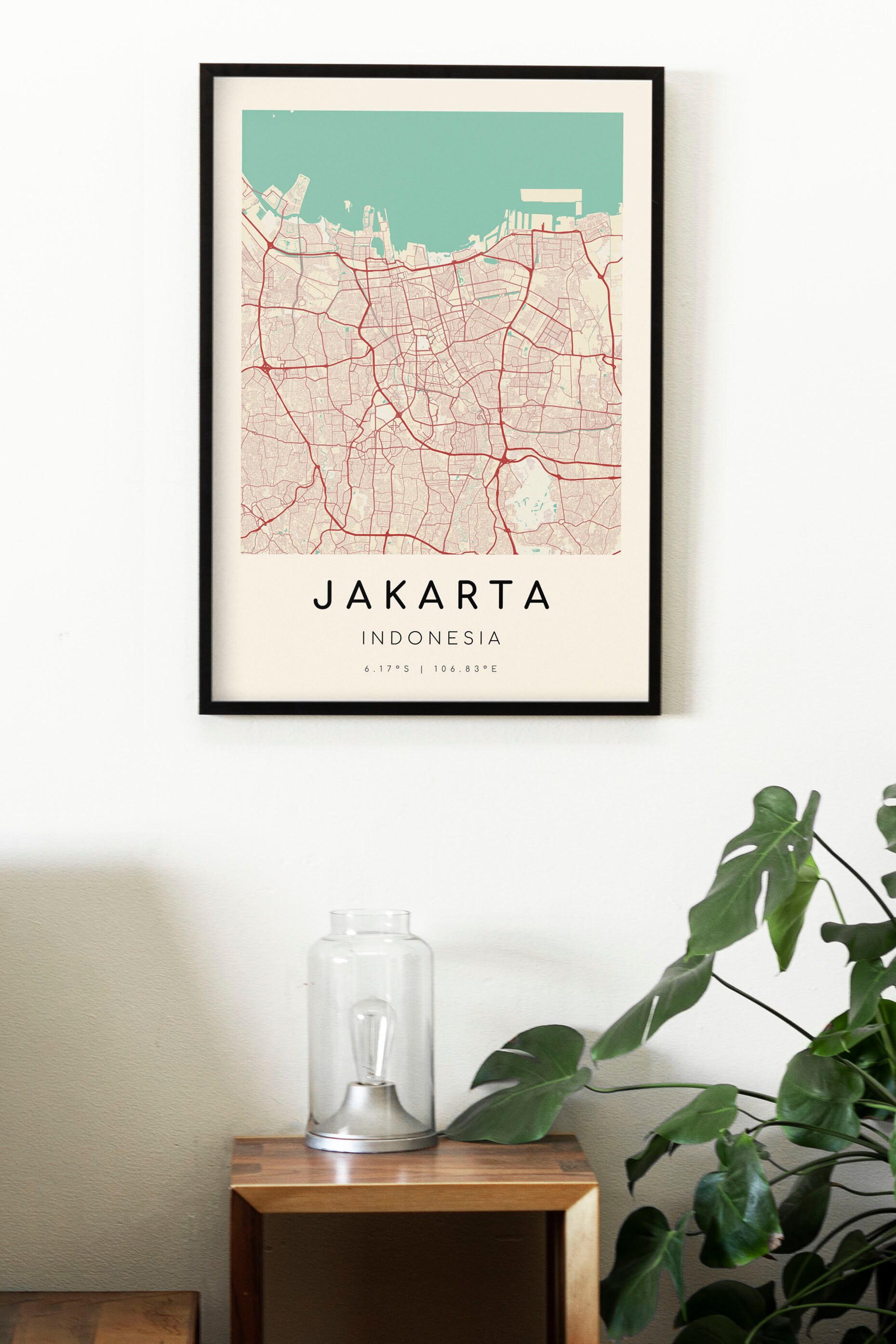 JAKARTA Indonesia Map Print Map of Jakarta Digital Wall Art Jakarta ...