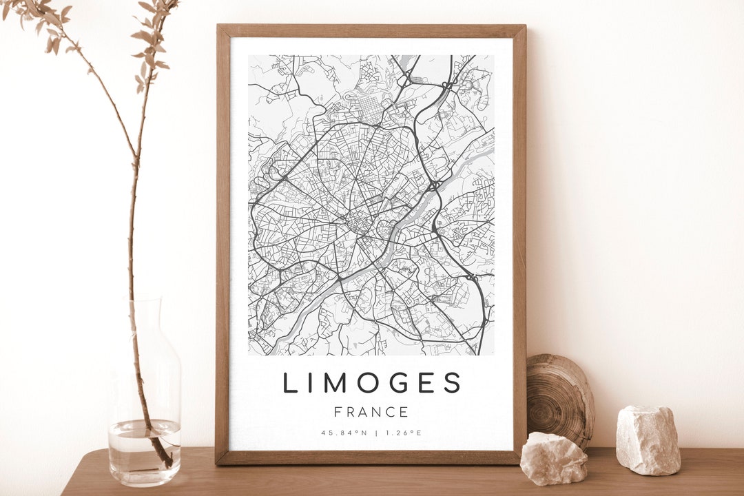 LIMOGES France Map Print | Map of Limoges | Digital Wall Art | Limoges ...