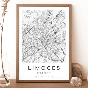 LIMOGES France Map Print | Map of Limoges | Digital Wall Art | Limoges ...