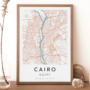 CAIRO Egypt Map Print | Map of Cairo | Digital Wall Art | Cairo City ...