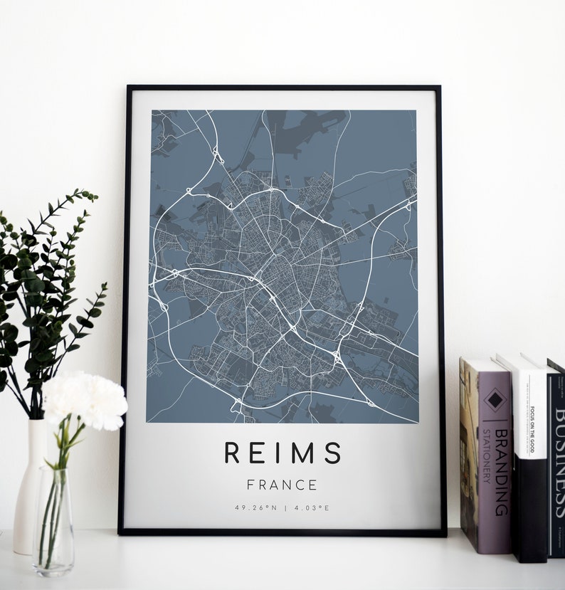 REIMS France Map Print | Map of Reims | Digital Wall Art | Reims City ...