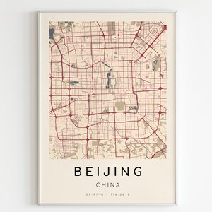 BEIJING China Map Print | Map of Beijing | Digital Wall Art | Beijing ...