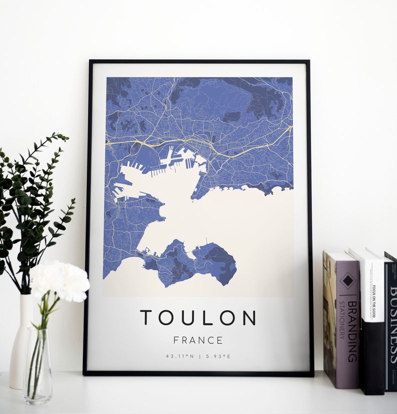 TOULON France Map Print | Map of Toulon | Digital Wall Art | Toulon ...