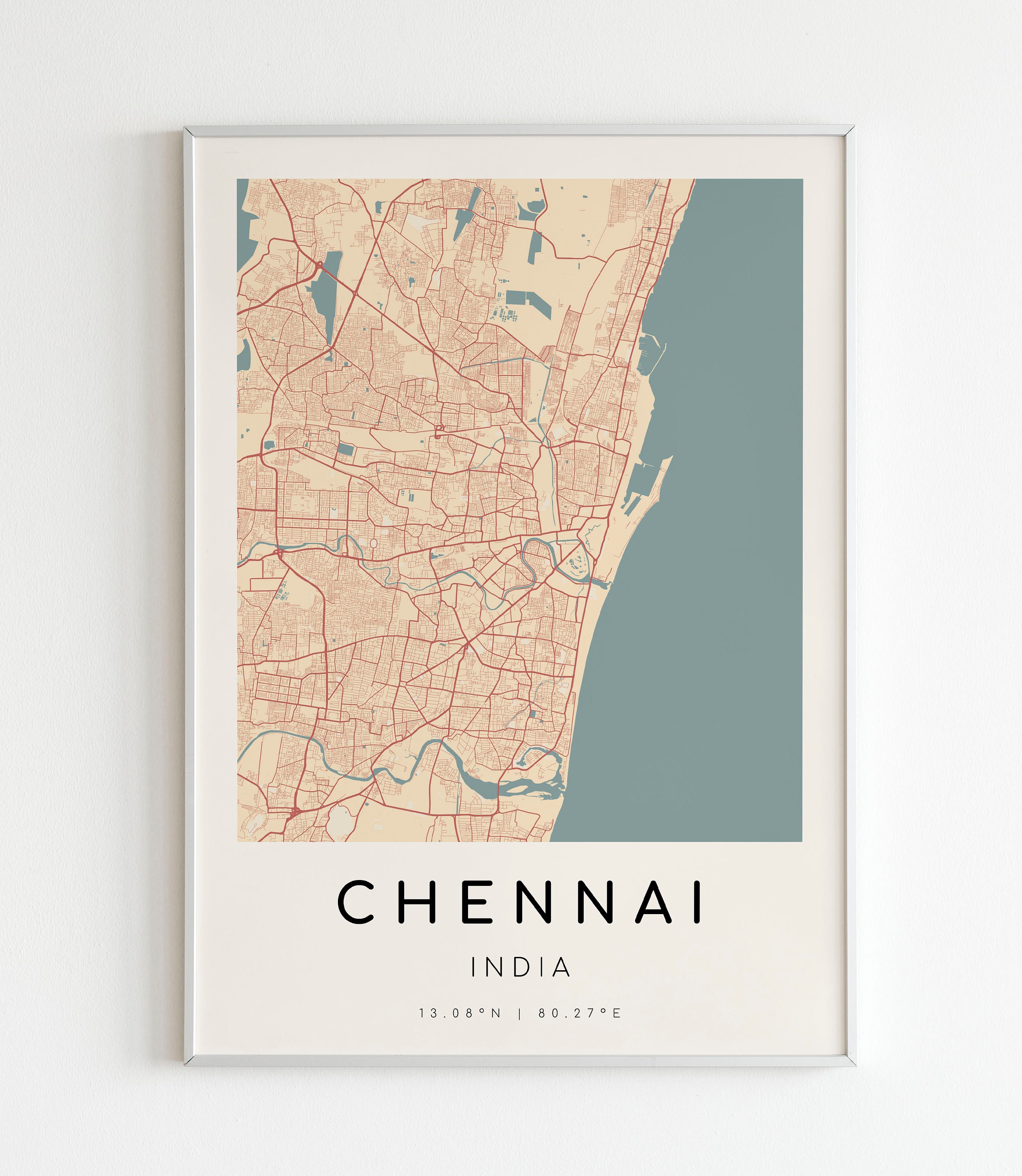 CHENNAI India Map Print Map of Chennai Digital Wall Art Chennai City ...