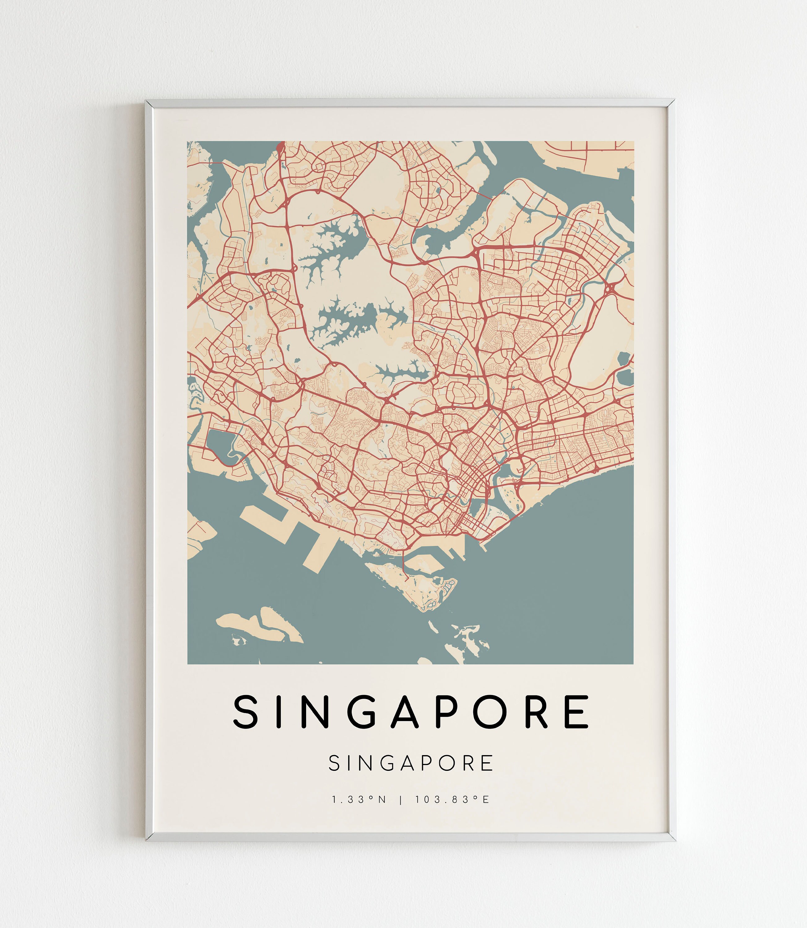 SINGAPORE Singapore Map Print Map of Singapore Digital Wall Art ...