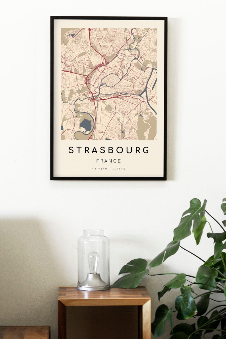 STRASBOURG France Map Print | Map of Strasbourg | Digital Wall Art ...
