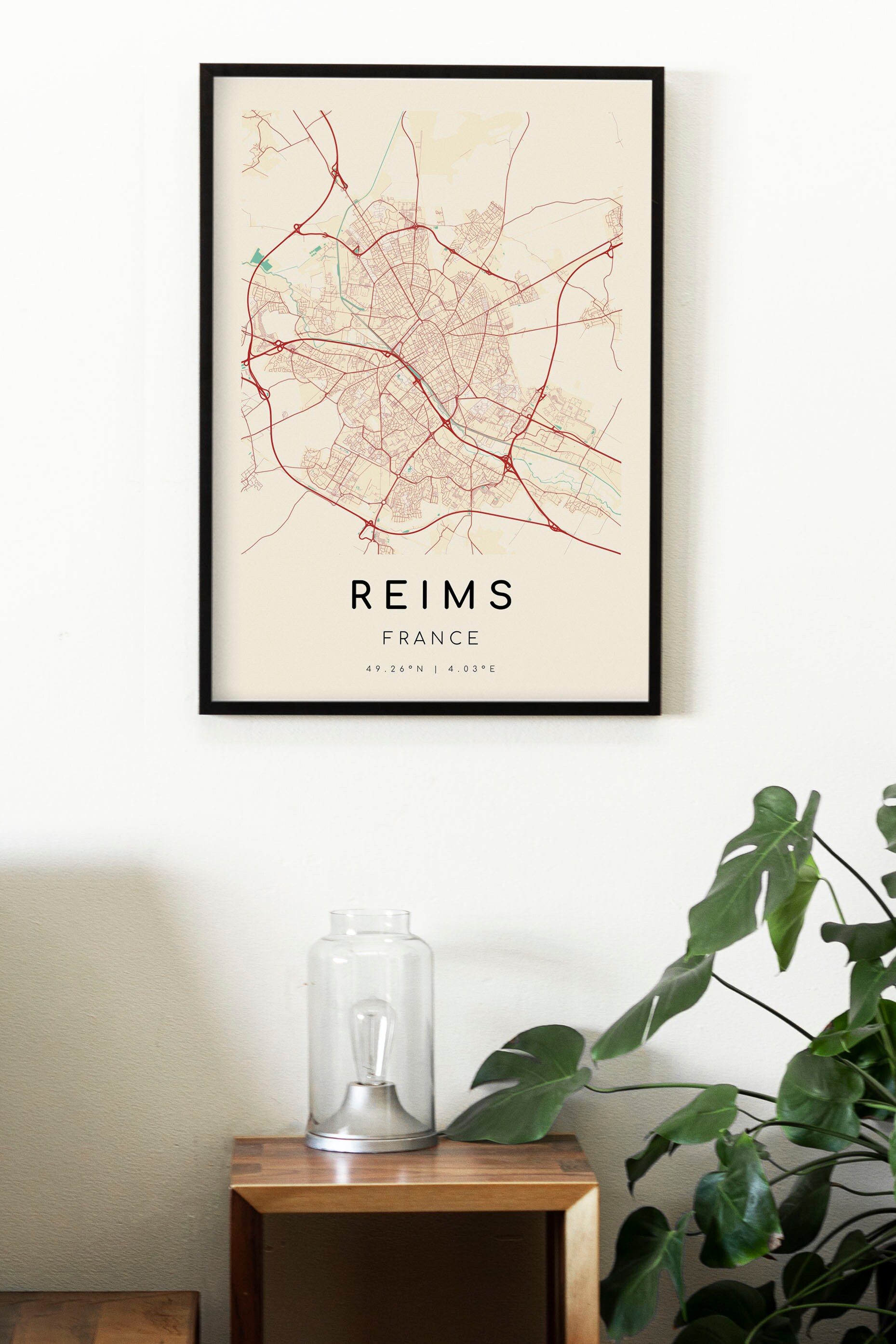 REIMS France Map Print | Map of Reims | Digital Wall Art | Reims City ...