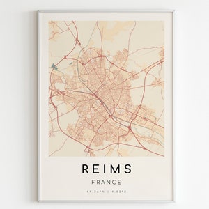 REIMS France Map Print | Map of Reims | Digital Wall Art | Reims City ...