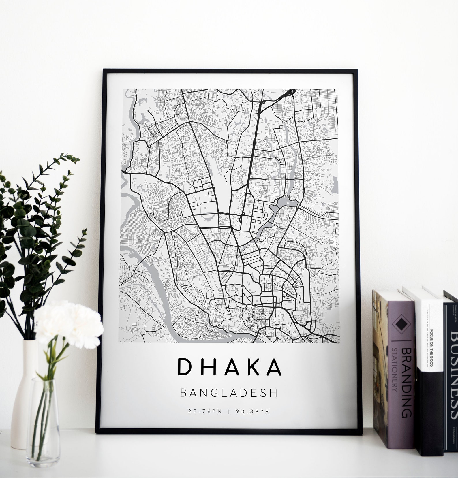 DHAKA Bangladesh Map Print Map of Dhaka Digital Wall Art Dhaka City Map Poster Gift Map Modern ...