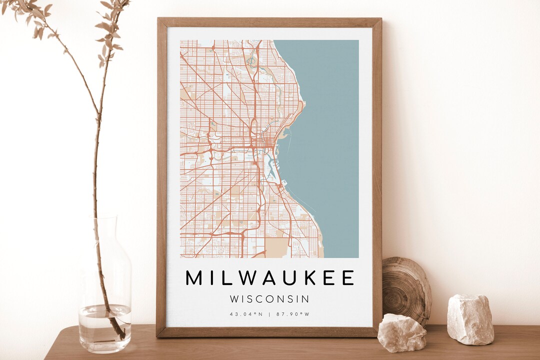 MILWAUKEE Wisconsin Map Print | Map of Milwaukee | Digital Wall Art ...