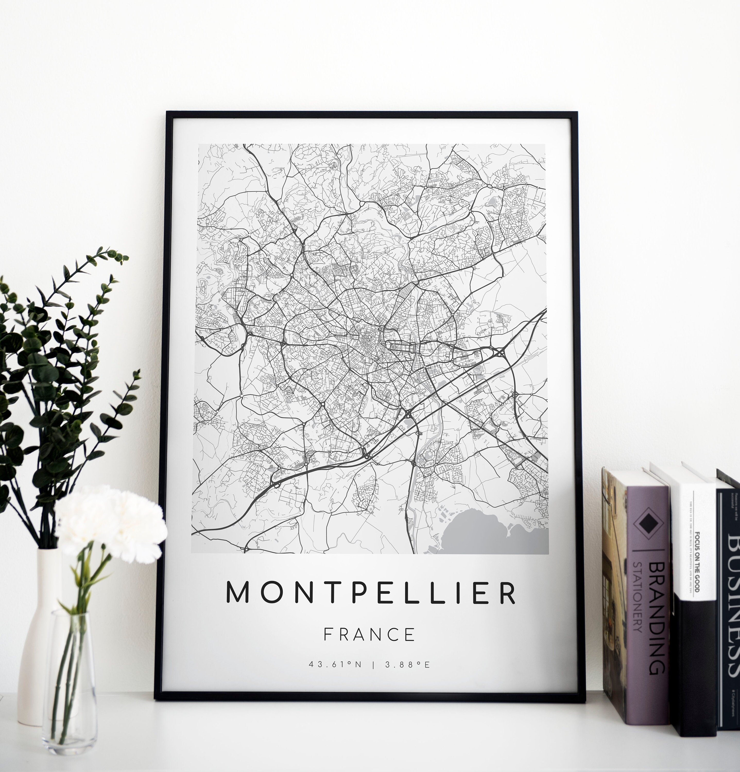 MONTPELLIER France Map Print | Map of Montpellier | Digital Wall Art ...