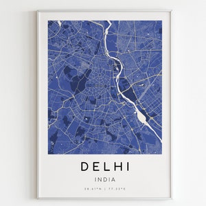DELHI India Map Print | Map of Delhi | Digital Wall Art | Delhi City ...