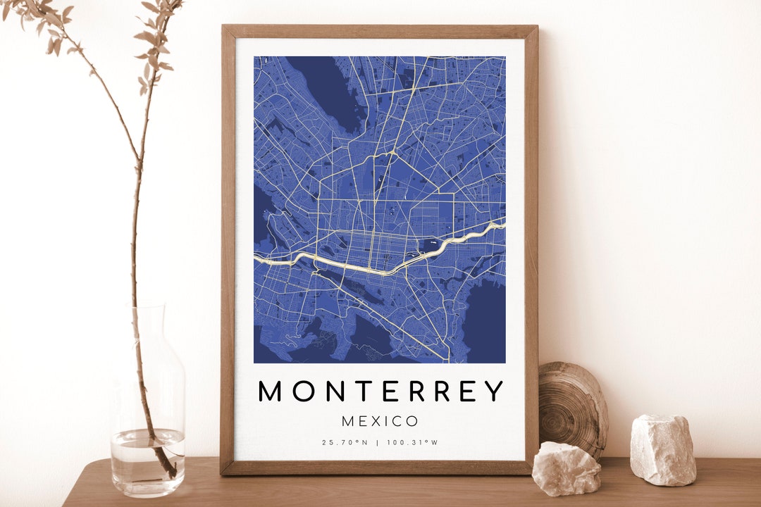 MONTERREY Mexico Map Print | Map of Monterrey | Digital Wall Art ...