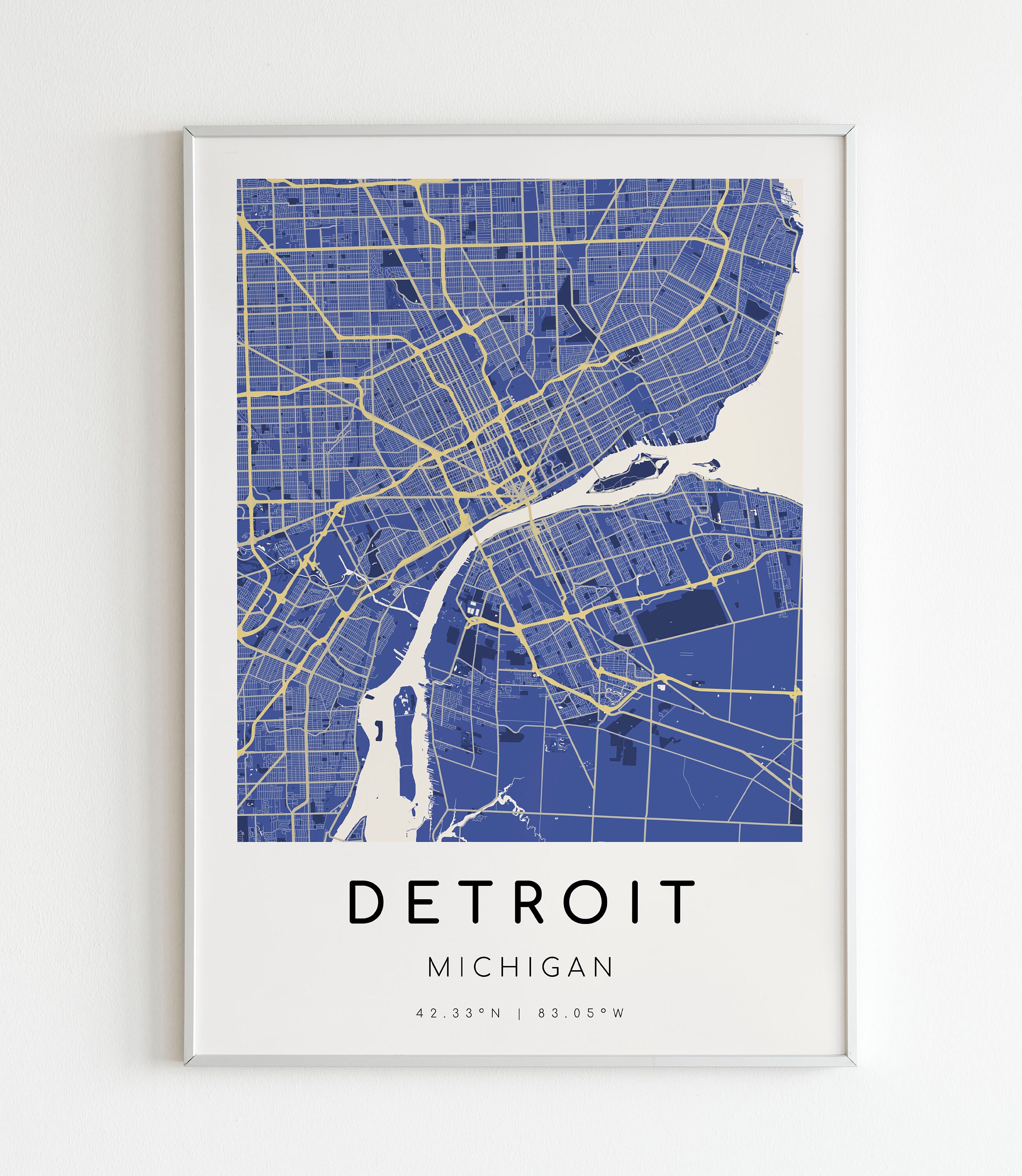 DETROIT Michigan Map Print Map of Detroit Digital Wall Art Detroit City ...