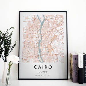 CAIRO Egypt Map Print | Map of Cairo | Digital Wall Art | Cairo City ...