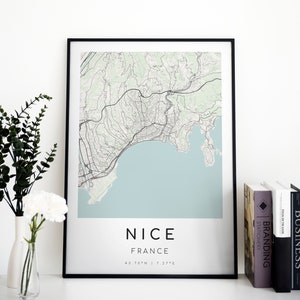 NICE France Map Print | Map of Nice | Digital Wall Art | Nice City Map ...
