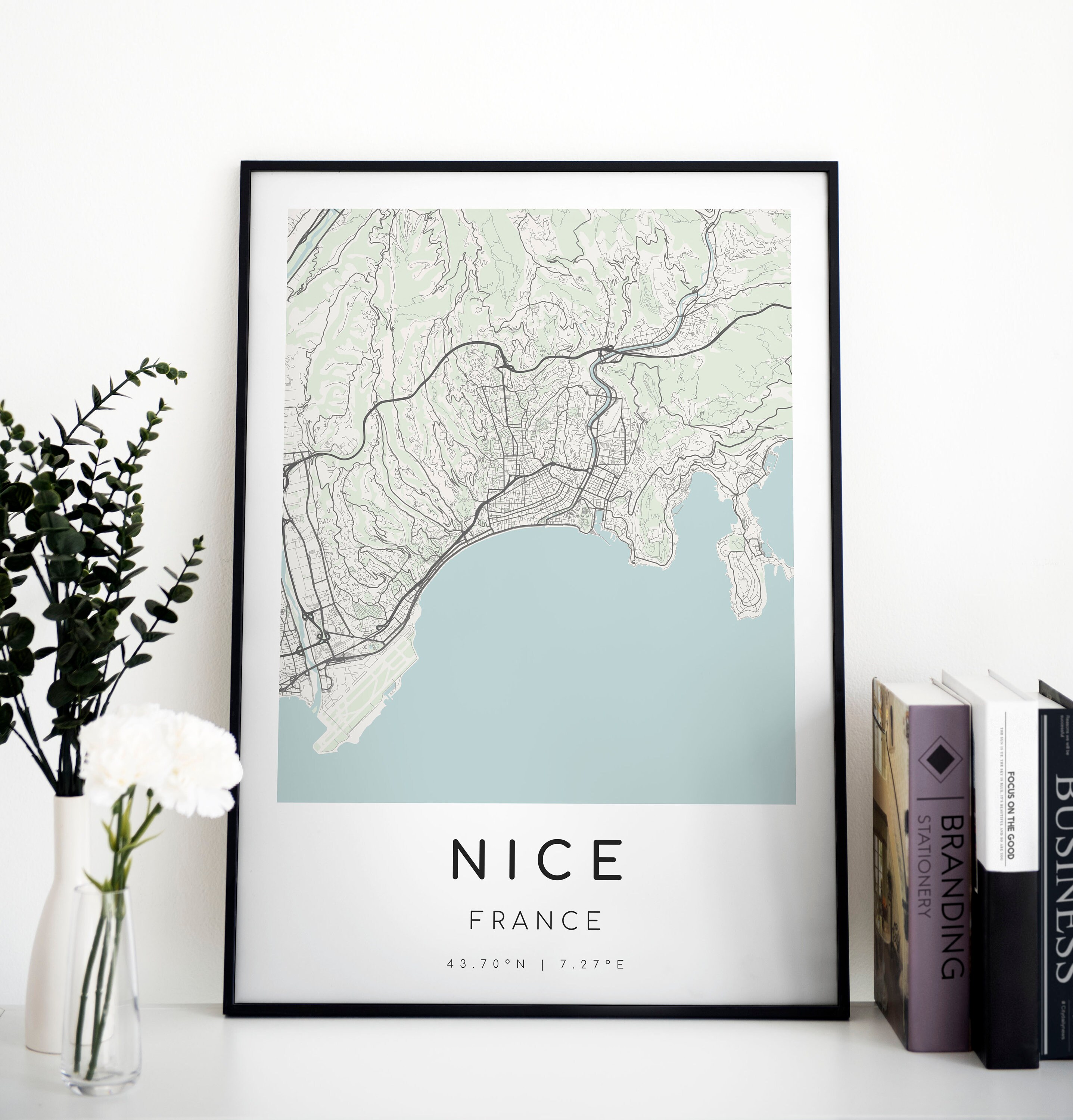 NICE France Map Print | Map of Nice | Digital Wall Art | Nice City Map ...