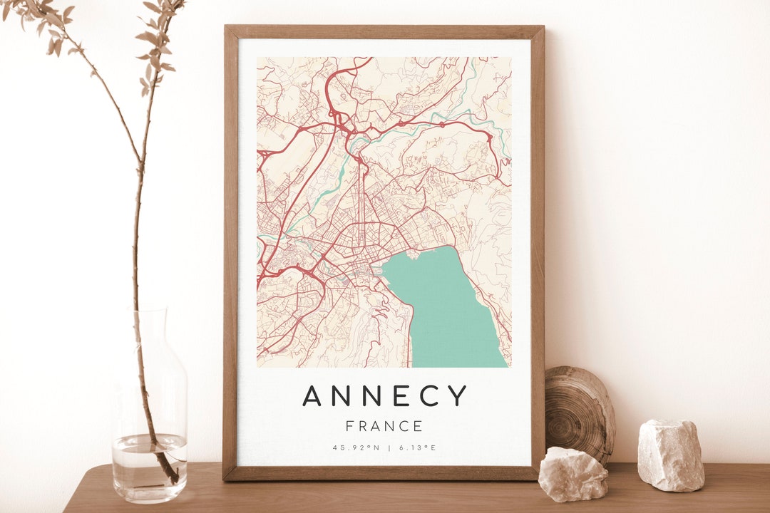 ANNECY France Map Print | Map of Annecy | Digital Wall Art | Annecy ...