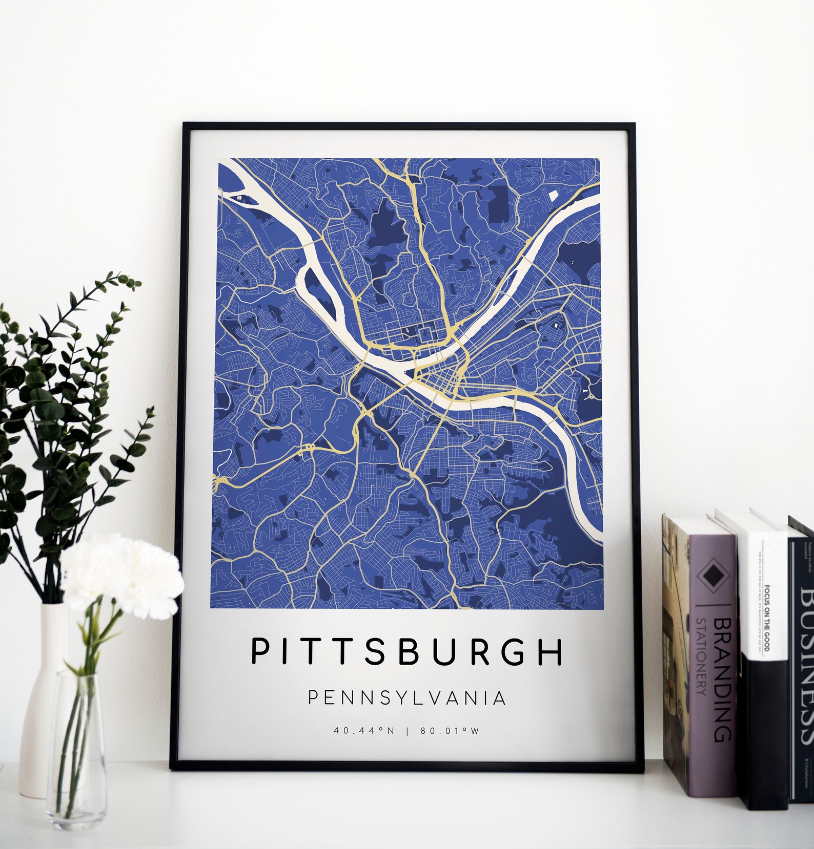 PITTSBURGH Pennsylvania Map Print | Map of Pittsburgh | Digital Wall ...