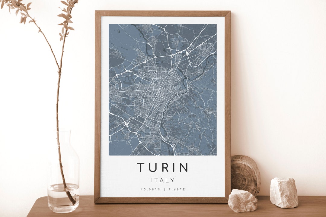 TURIN Italy Map Print | Map of Turin | Digital Wall Art | Turin City ...