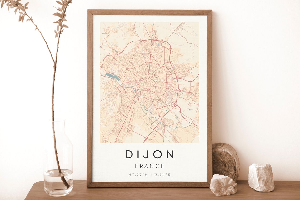 DIJON France Map Print | Map of Dijon | Digital Wall Art | Dijon City ...