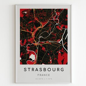 STRASBOURG France Map Print | Map of Strasbourg | Digital Wall Art ...