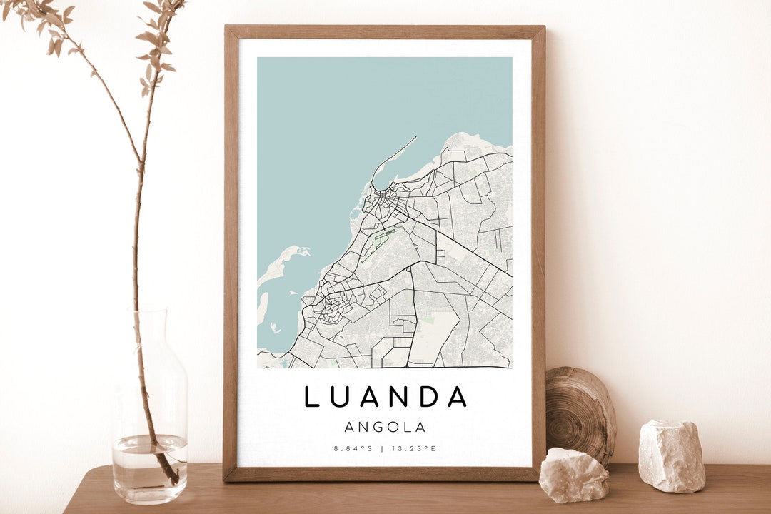 LUANDA Angola Map Print | Map of Luanda | Digital Wall Art | Luanda City Map Poster | Gift Map ...