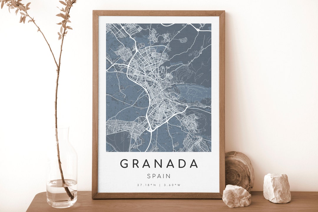 GRANADA Spain Map Print | Map of Granada | Digital Wall Art | Granada ...