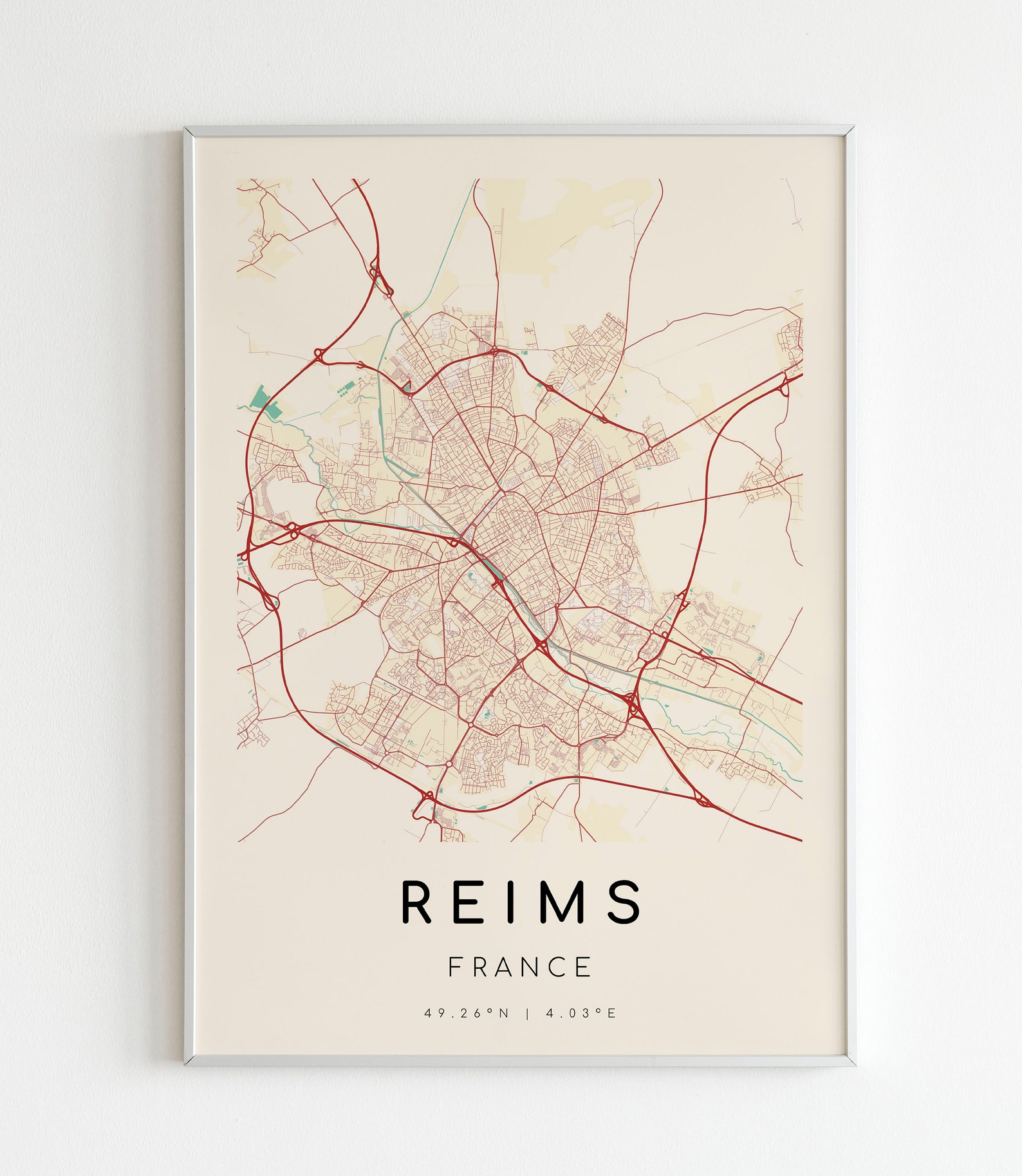 REIMS France Map Print | Map of Reims | Digital Wall Art | Reims City ...
