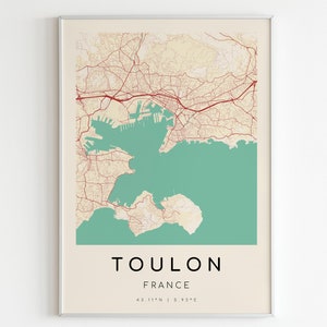 TOULON France Map Print | Map of Toulon | Digital Wall Art | Toulon ...