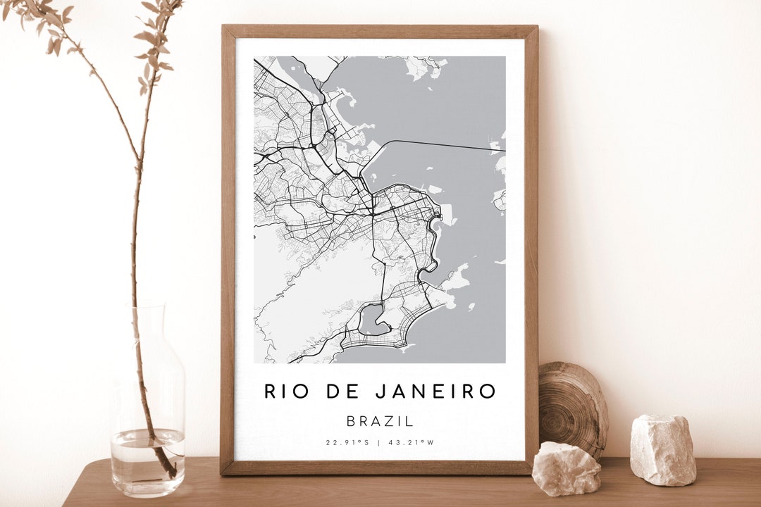 RIO DE JANEIRO Brazil Map Print | Map of Rio De Janeiro | Rio De ...