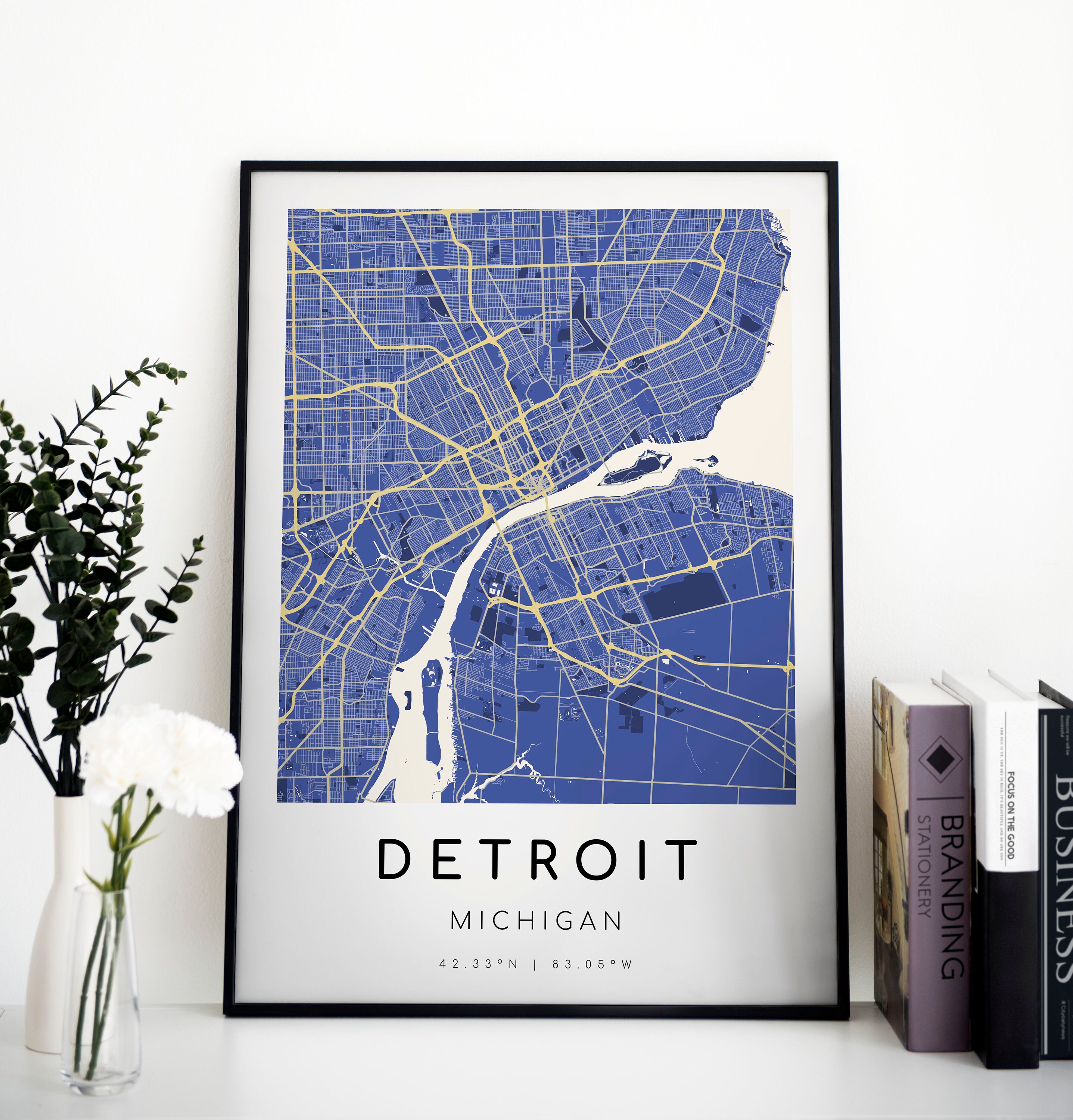 DETROIT Michigan Map Print | Map of Detroit | Digital Wall Art ...