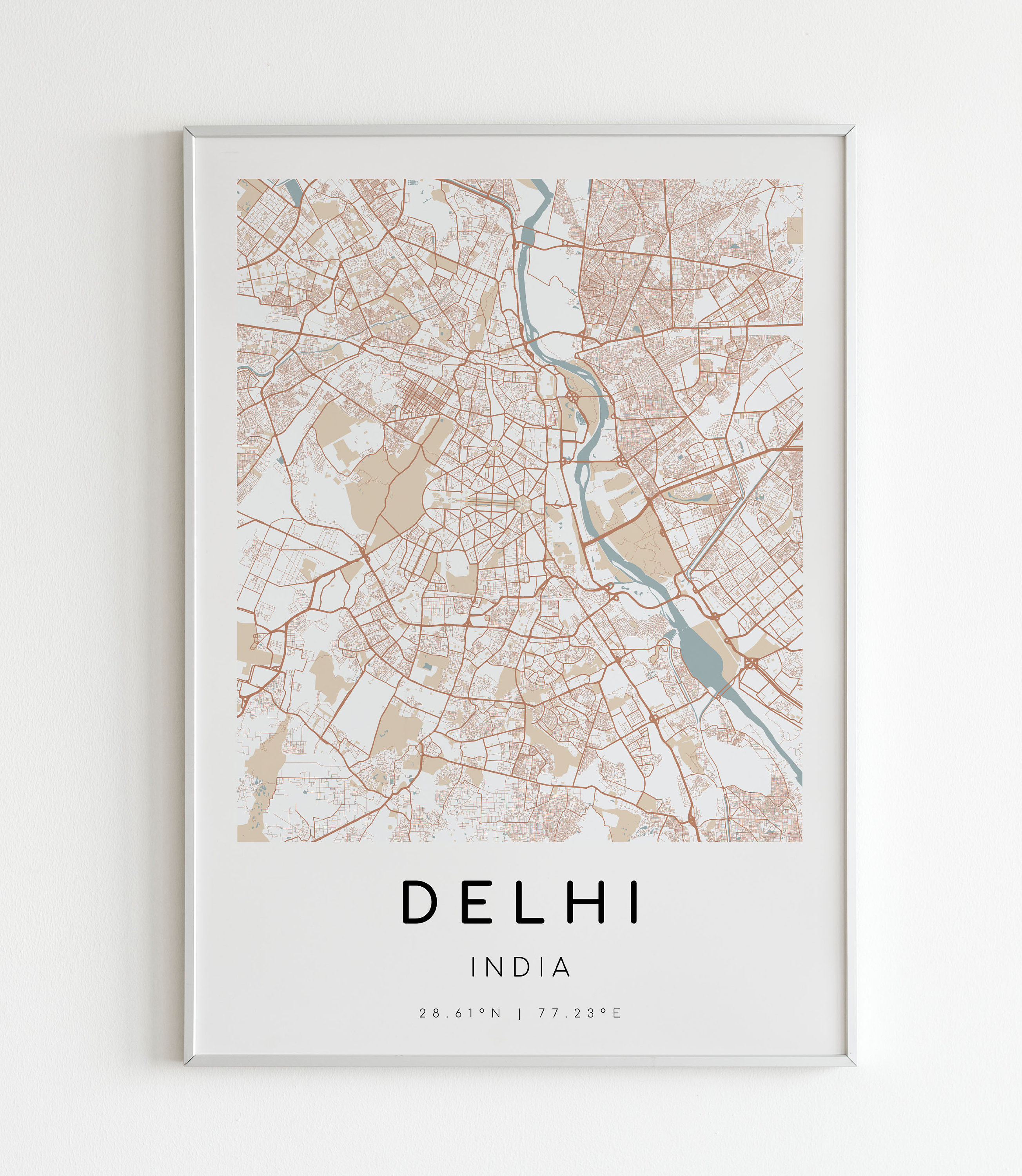 DELHI India Map Print Map of Delhi Digital Wall Art Delhi City Map ...