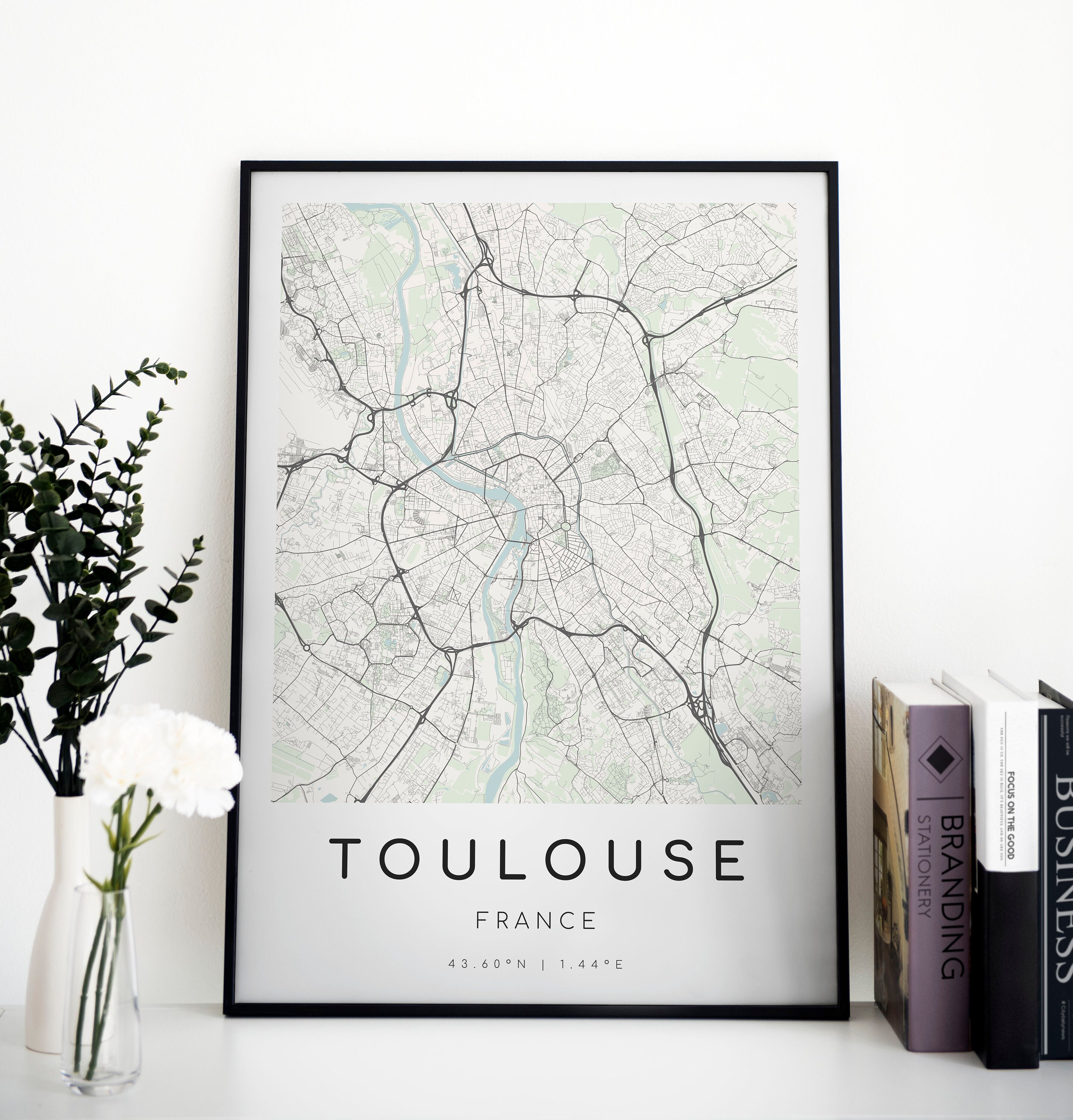 TOULOUSE France Map Print | Map of Toulouse | Digital Wall Art ...