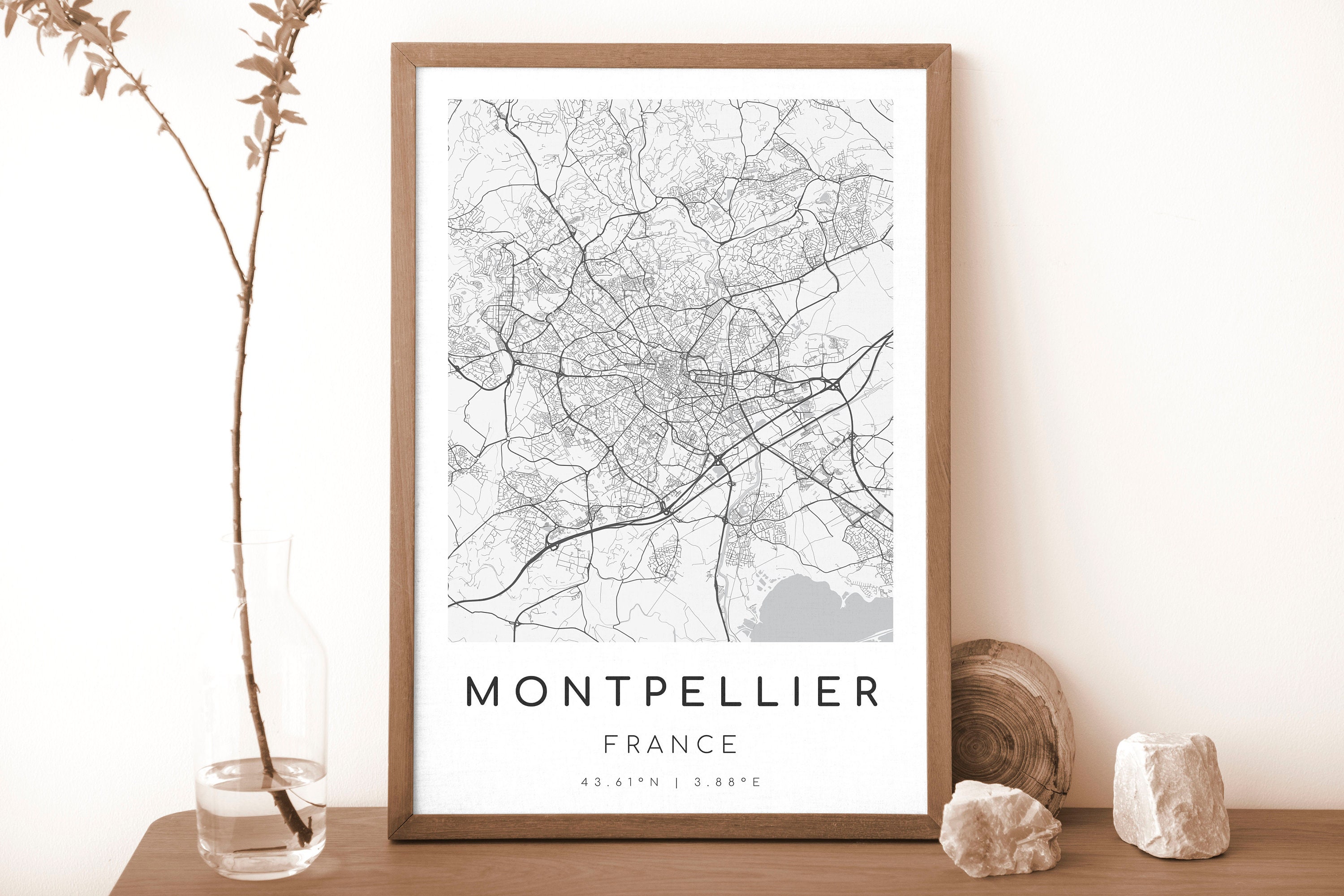 MONTPELLIER France Map Print | Map of Montpellier | Digital Wall Art ...