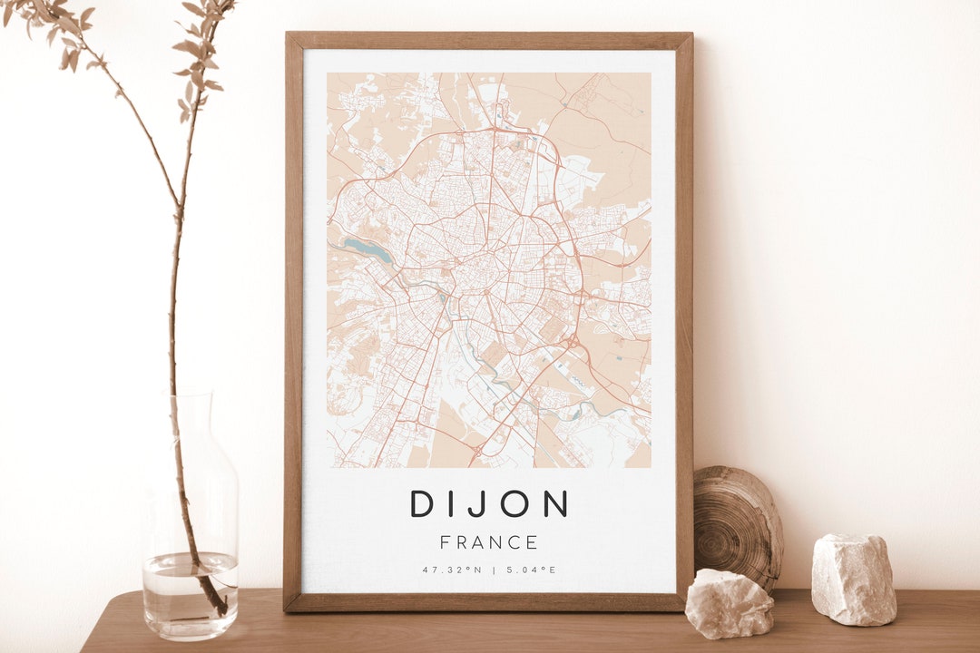 DIJON France Map Print | Map of Dijon | Digital Wall Art | Dijon City ...