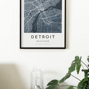 DETROIT Michigan Map Print | Map of Detroit | Digital Wall Art ...