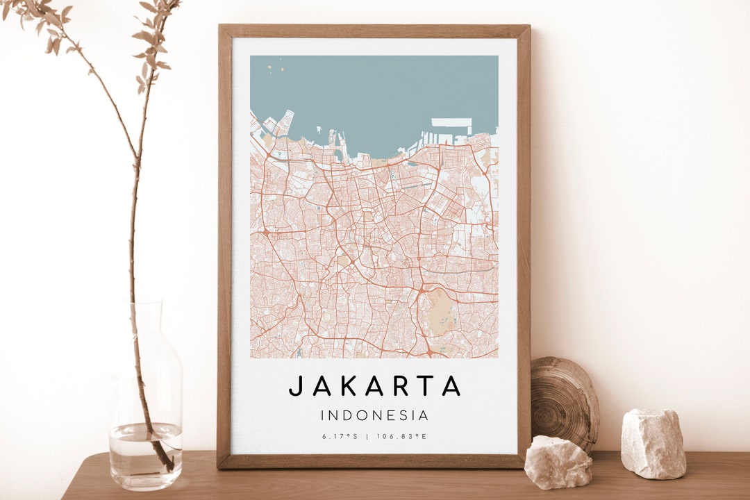 JAKARTA Indonesia Map Print | Map of Jakarta | Digital Wall Art ...